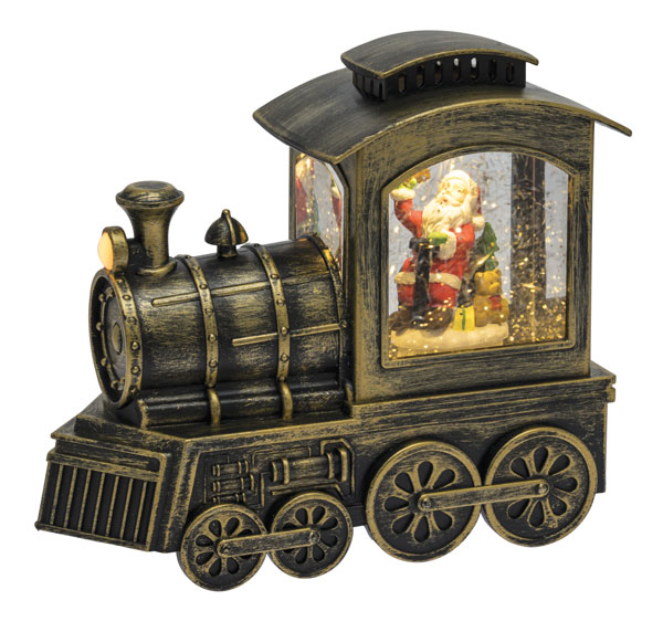 Locomotiva brunita glitter led 18cm - Eurogross